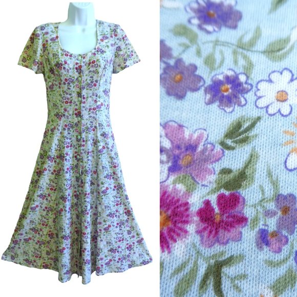 Vintage | Dresses | Vintage 9s Joni Blair Midi Dress Cottagecore ...
